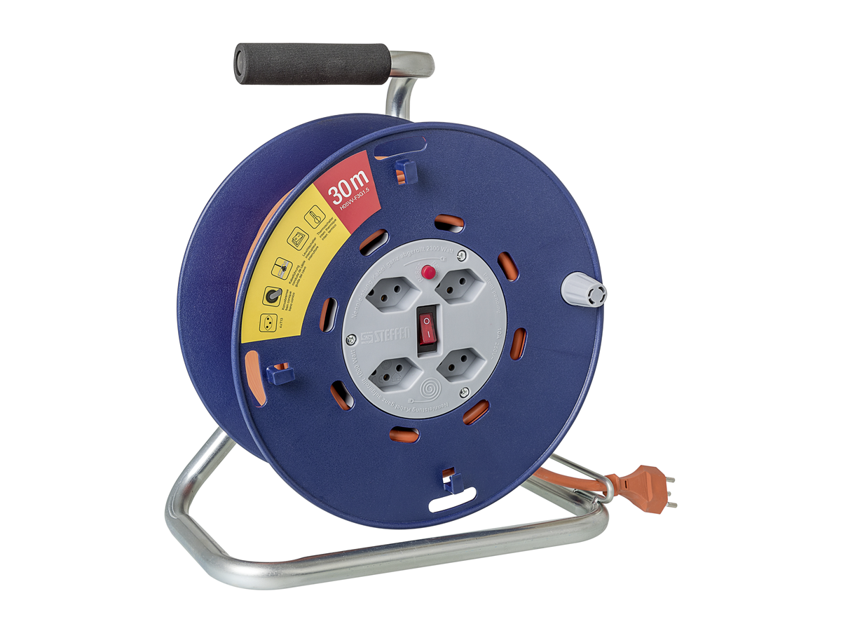 Enrouleur en plastique LOOP 4xT13 Td 3x1.5mm2 30m bl/ve - A. Steffen AG